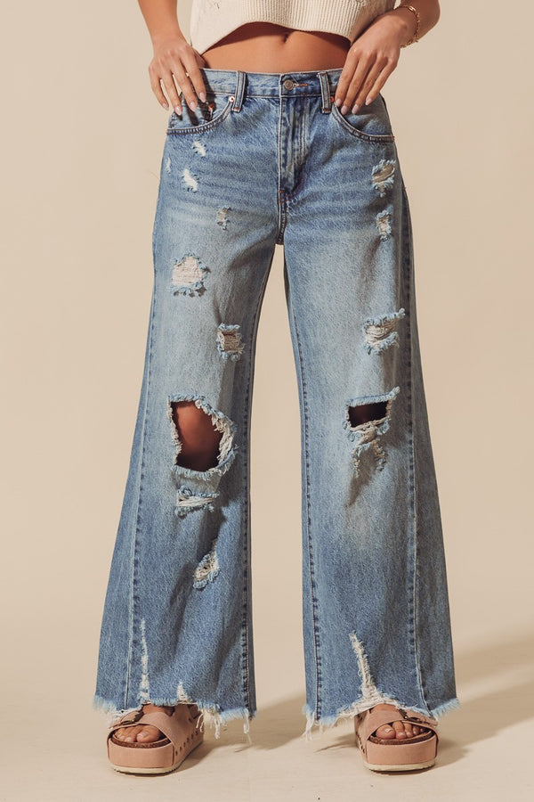 Mid Rise Destructed and Distressed Denim Jeans – Libby Story