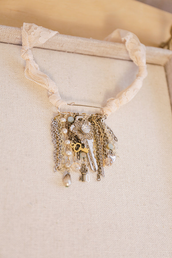 Libby Story Lace and Key Charm Chains Necklace