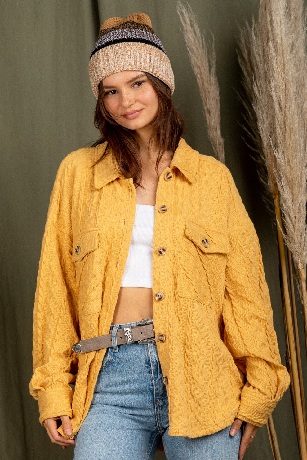 Winnie Cable Knit Collared Shacket – Libby Story